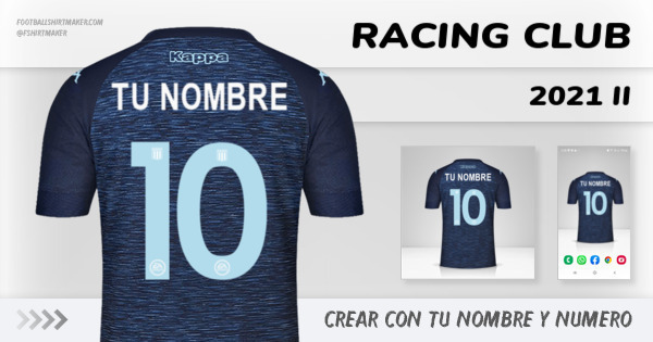 Crear jersey Racing Club 2021 II con tu Nombre y Número