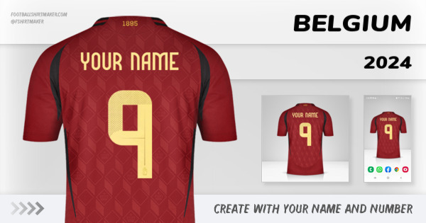 Belgium 2024 shirt. Create shirt with your name and number.