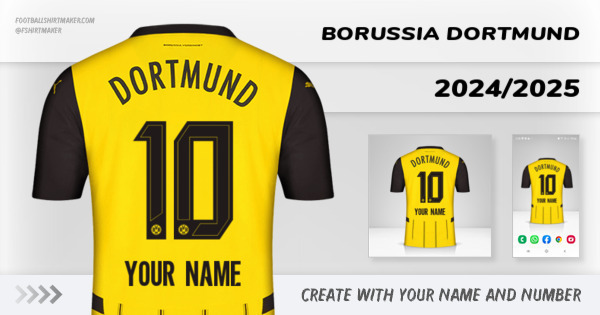 Borussia Dortmund 2024/2025 jersey. Create jersey with your name and ...