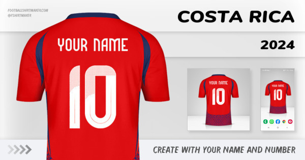 Costa Rica 2024 jersey. Create jersey with your name and number.
