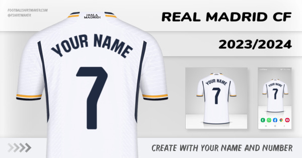 Create custom Real Madrid CF jersey 2023/2024 with your name